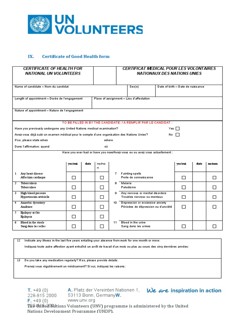 Certificate of Good Health Form | PDF | Spécialités médicales ...