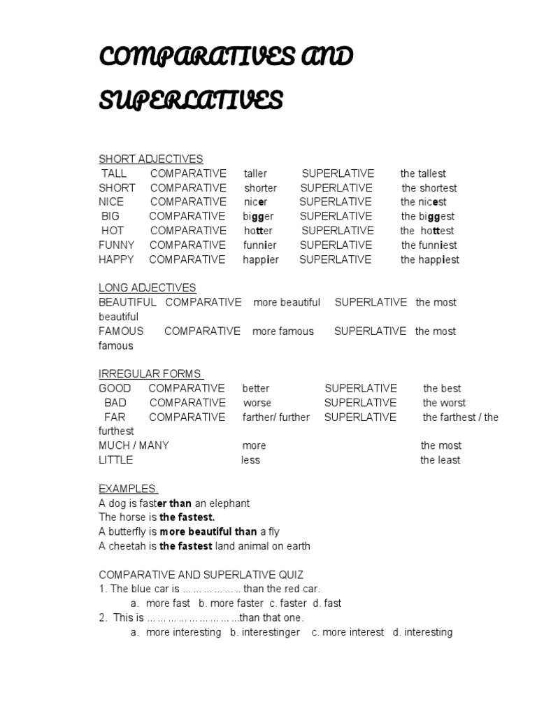Comparatives and Superlatives Guide | PDF | Language Mechanics | Grammar