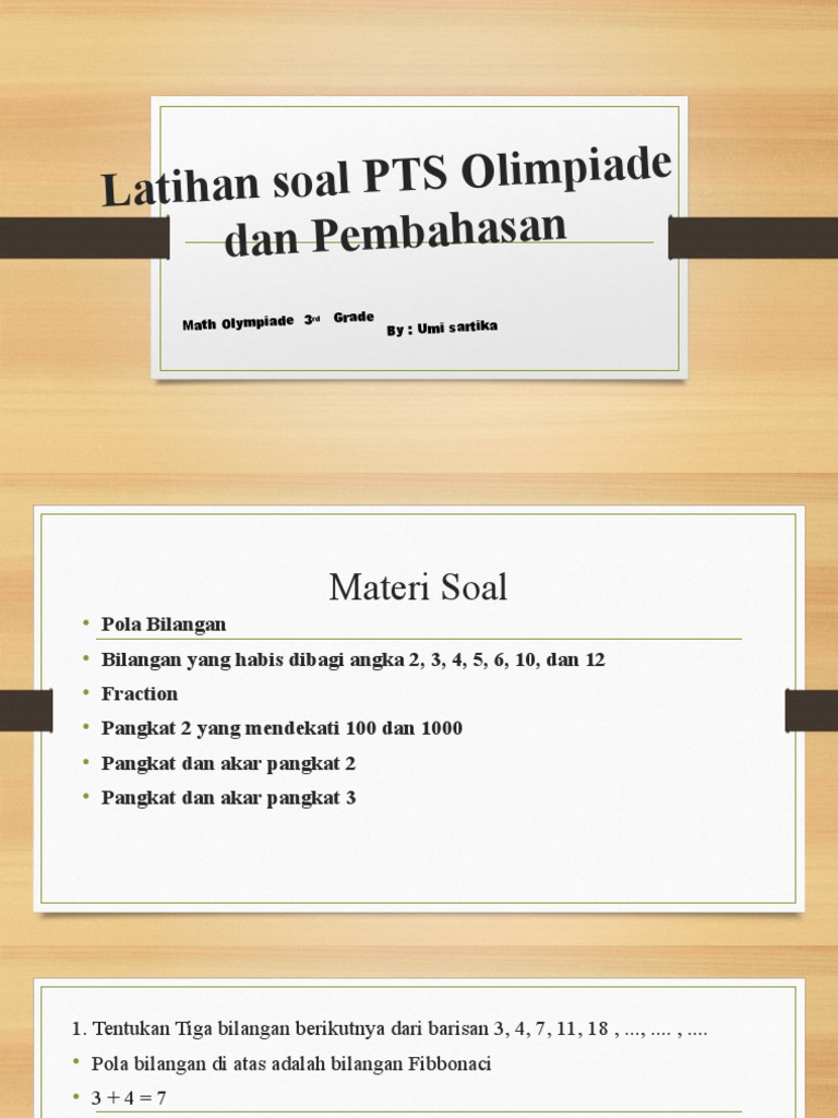 Latihan Soal PTS Olim MAth | PDF