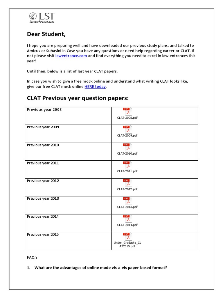 CLAT Previous Year Papers and Tips | PDF | Reason | Mathematics