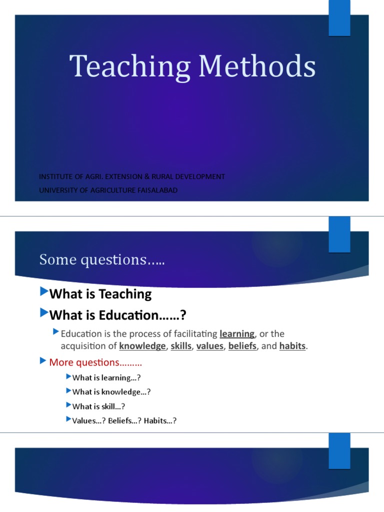 Teaching Methods: Institute of Agri. Extension & Rural Development ...