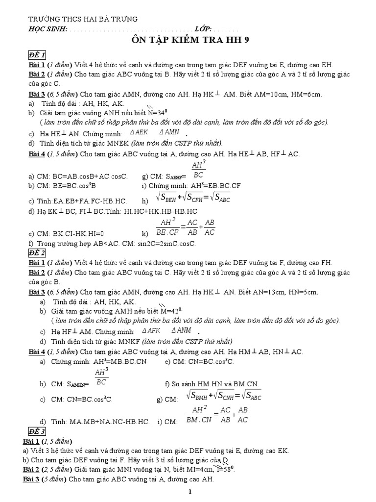 On Tap KT HH Lop 9 Chuong I Co Bai Toan TT Tham Khao Tu Nhieu Nguon | PDF