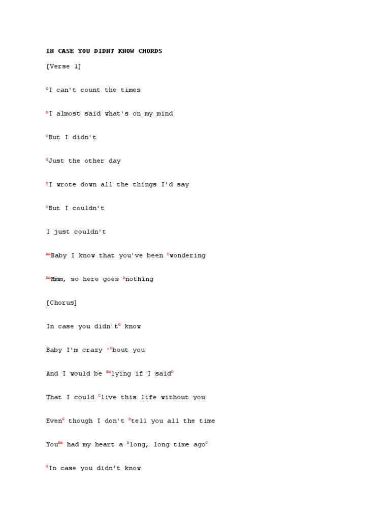 In Case You Didnt Know | PDF