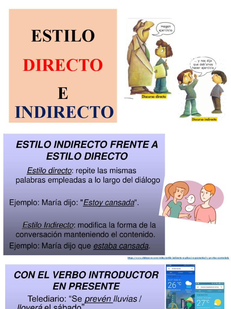 Estilo Directo e Indirecto en Español - Clase | PDF