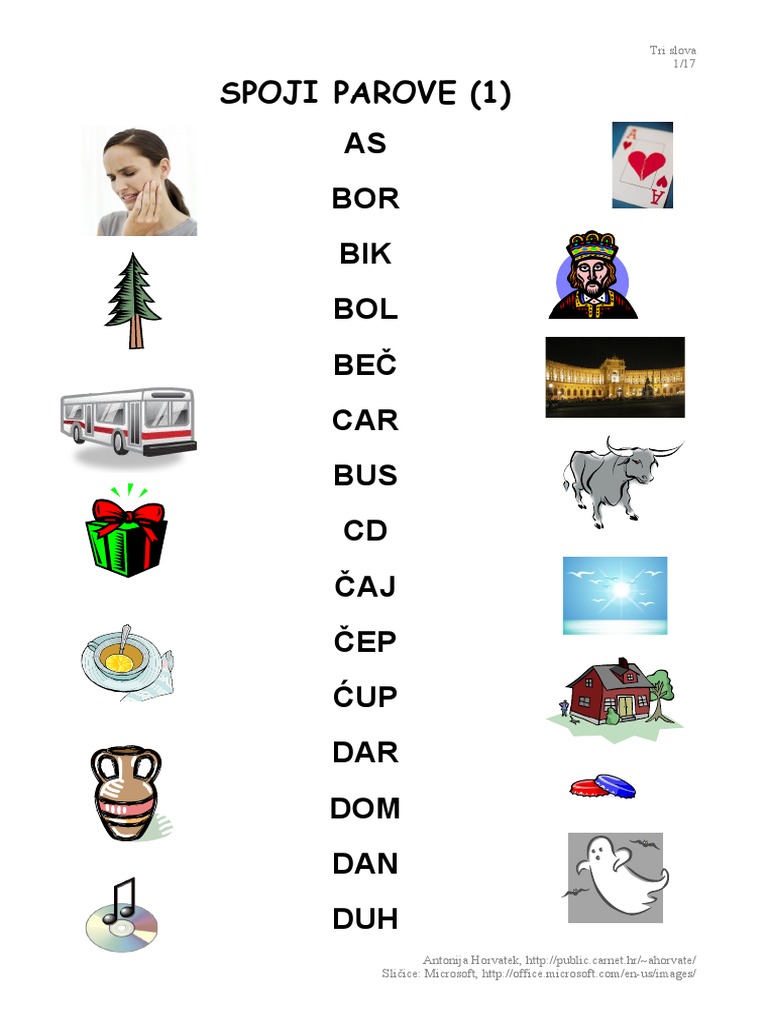 Spoji Parove (1) AS BOR BIK BOL BEČ CAR BUS CD ČAJ ČEP ĆUP DAR DOM DAN ...