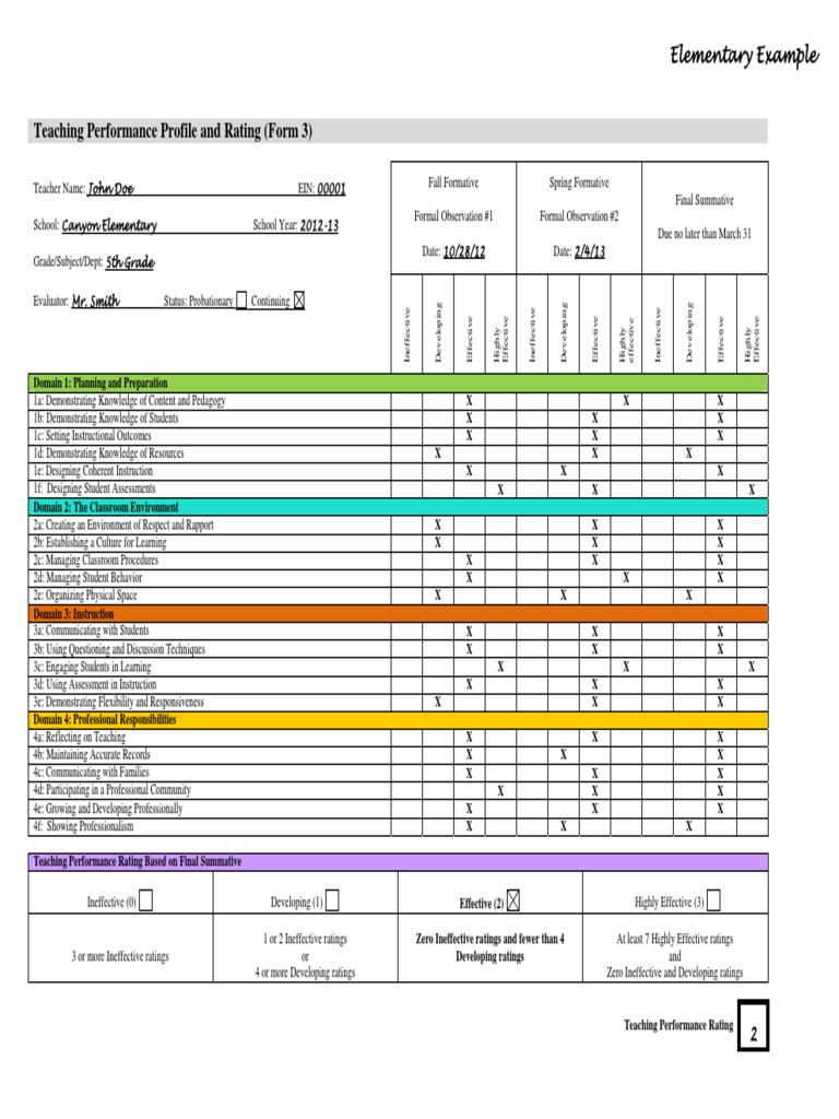 Teacher Evaluation Examples Mesa | PDF | Educational Assessment | Teachers
