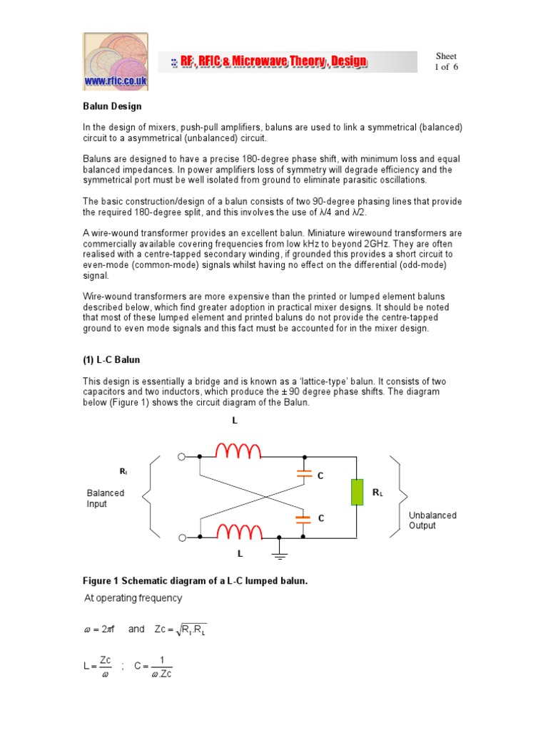 Balun Design | PDF | Coaxial Cable | Amplifier