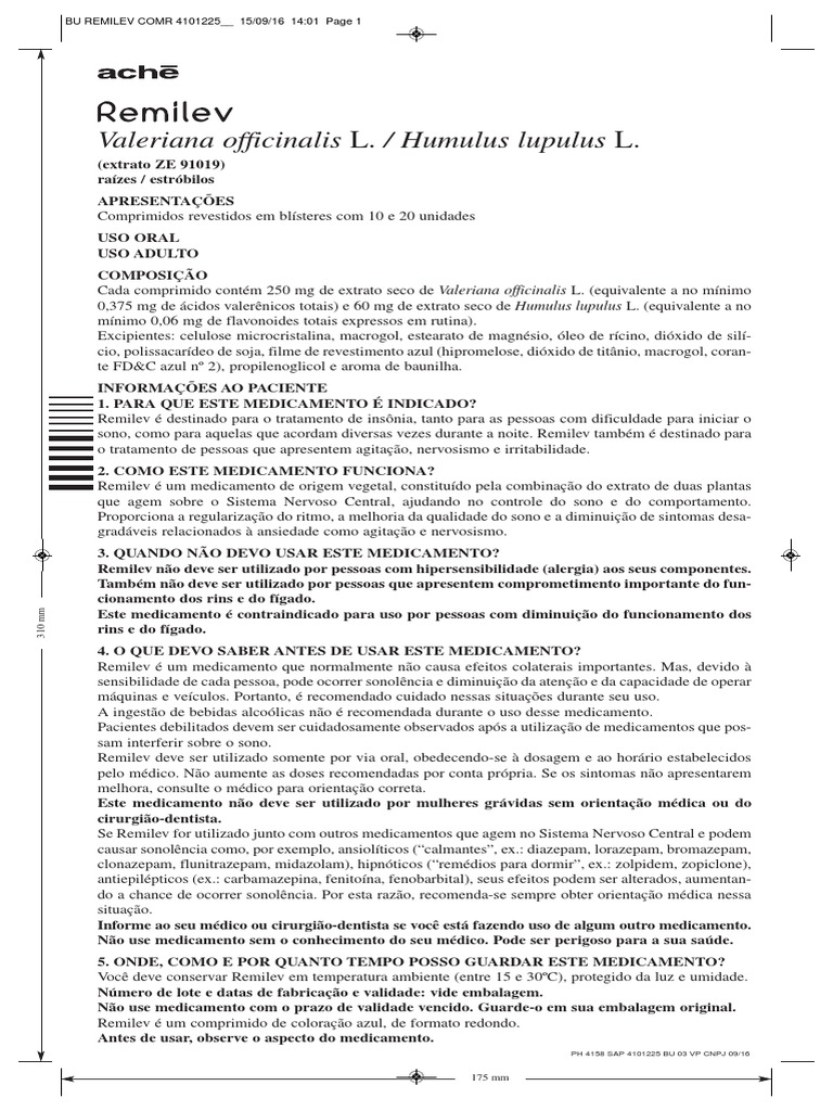 Instruções de uso e informações sobre o medicamento Remilev, um ...