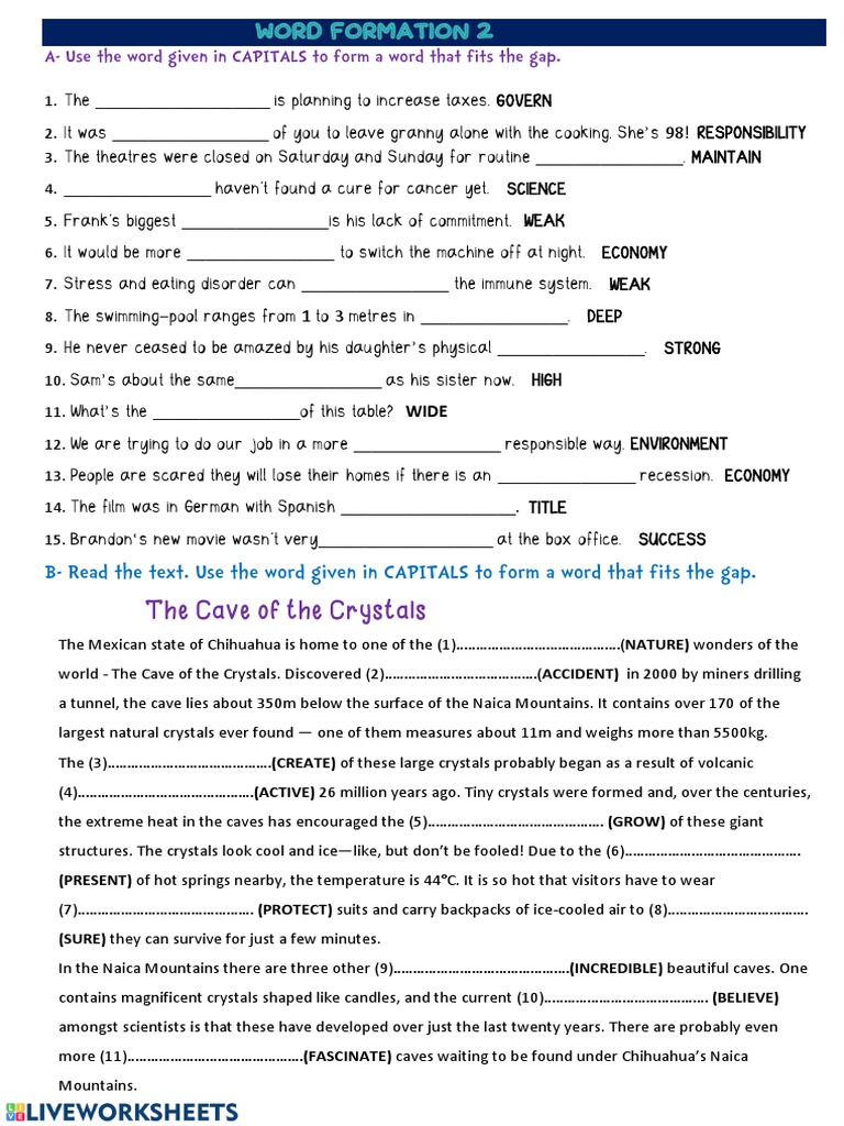 A-Use The Word Given in CAPITALS To Form A Word That Fits The Gap | PDF