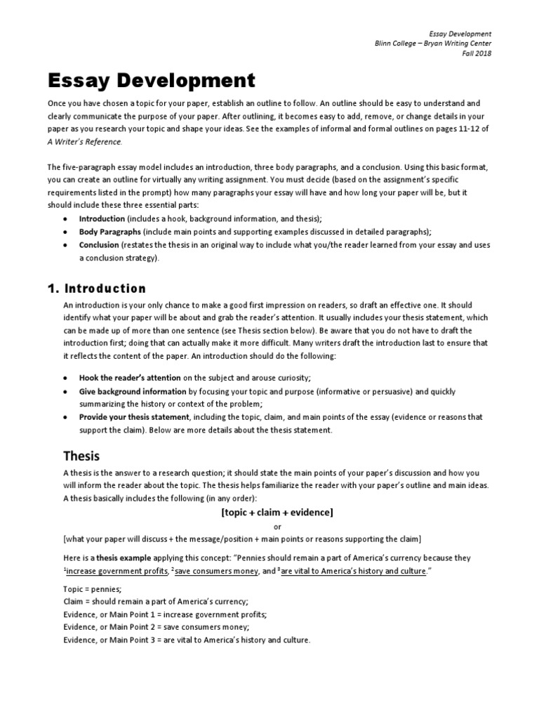 Essay Development: Thesis | PDF | Essays | Thesis
