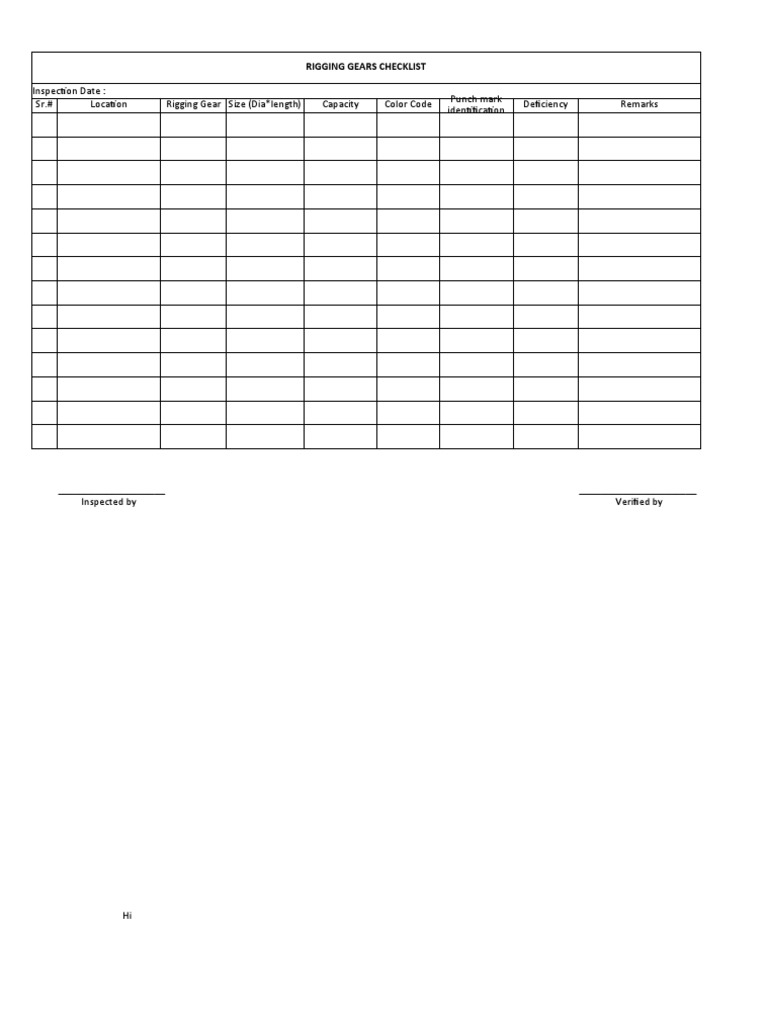 HSE Rigging Gears Checklist | PDF