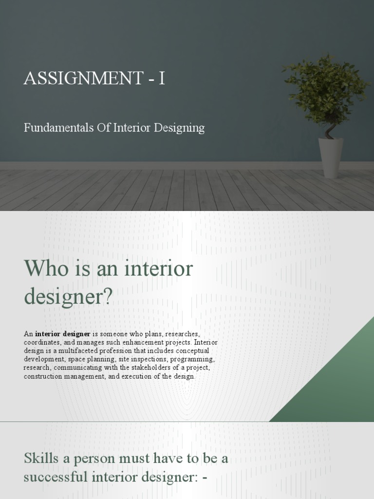 Assignment - I: Fundamentals of Interior Designing | PDF | Interior ...