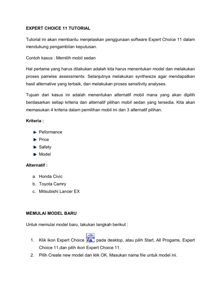 Expert Choice Tutorial | PDF