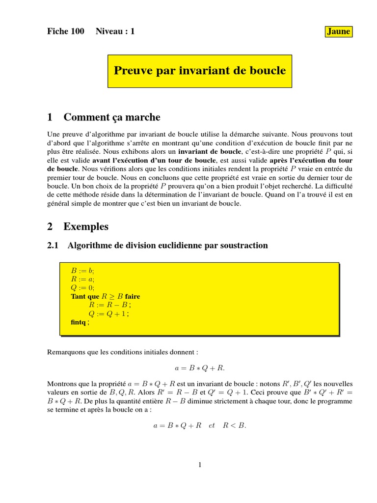 Preuve par invariant de boucle | PDF | Structure de contrôle ...
