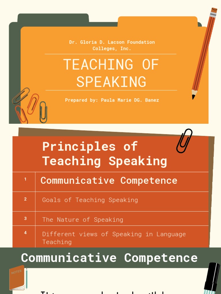 Teaching of Speaking | PDF | Speech | Fluency
