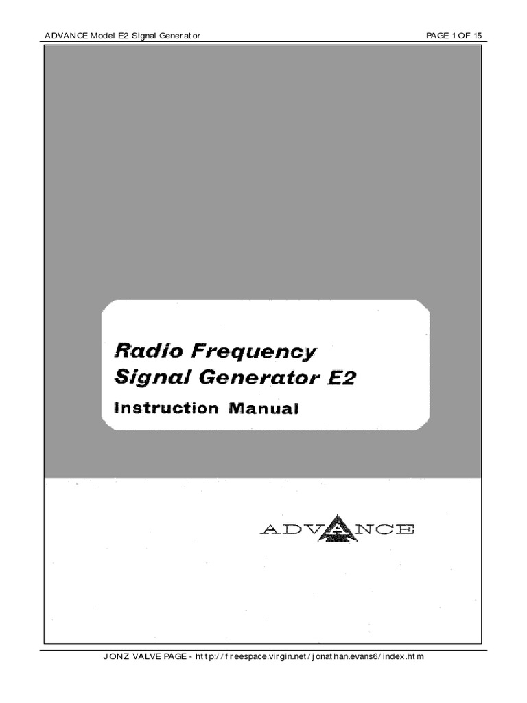 ADVANCE Model E2 Signal Generator Page 1 of 15 | PDF