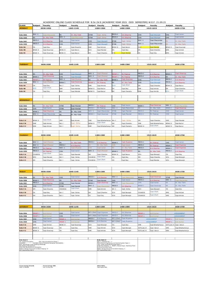 Timetable Online Class B.SC Sem 3 and Sem 5 W.E.F. 21.09.21-1 | PDF ...