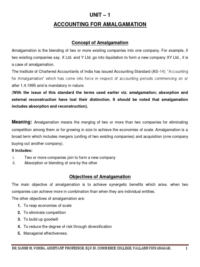 Accounting For Amalgamation - C.W. | PDF | Consolidation (Business ...