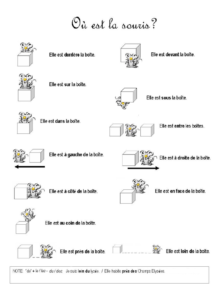 Où Est La Souris?les Prépositions | PDF