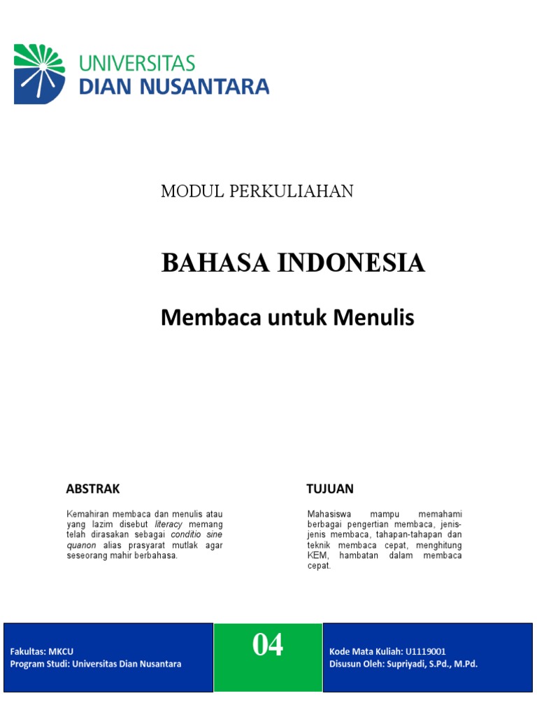 Modul 4. Membaca Untuk Menulis | PDF