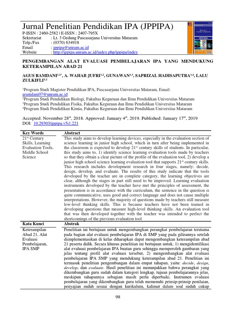 Jurnal Penelitian Pendidikan IPA (JPPIPA) | PDF | Communication ...