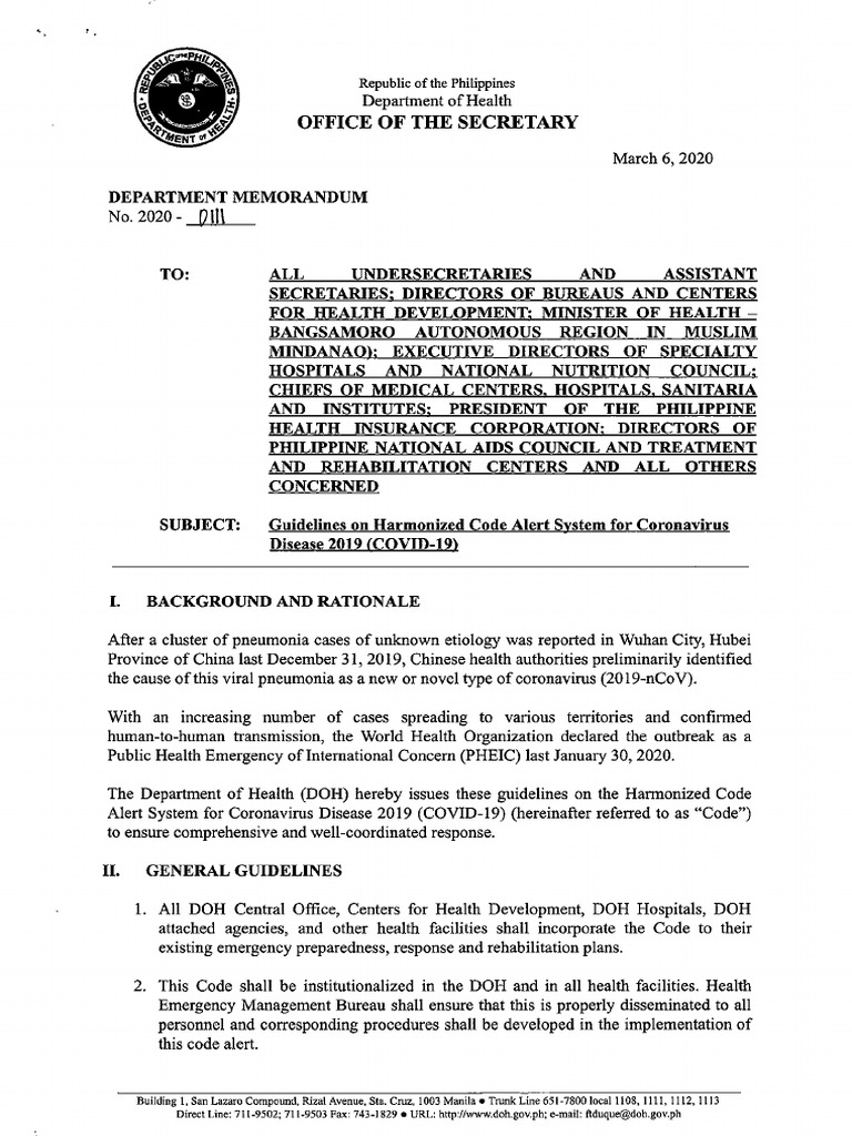 DM2020-0111 Guidelines On Harmonized Code Alert System For COVID-19 (03 ...