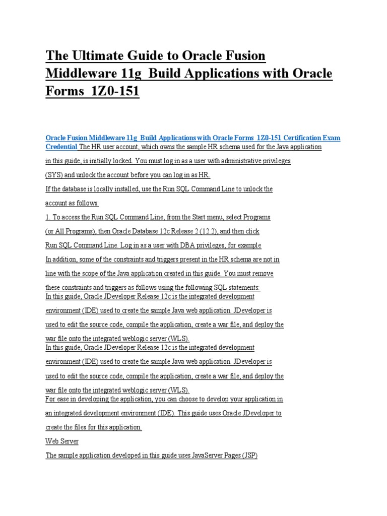 The Ultimate Guide To Oracle Fusion Middleware 11g Build Applications With Oracle Forms 1Z0-151 ...