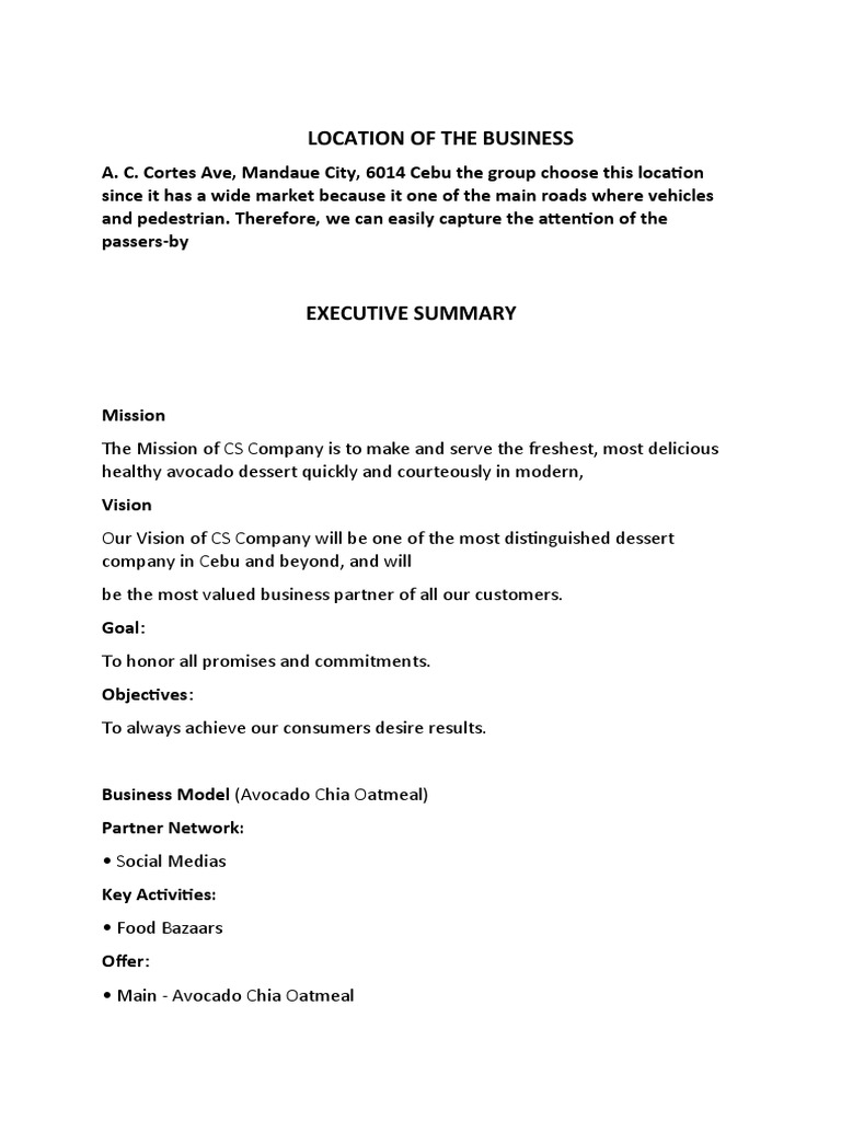 Entrep Business Plan St12p4 Group1 | PDF | Marketing | Oatmeal