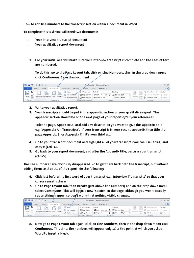 Line Numbering Transcripts in Appendices | PDF