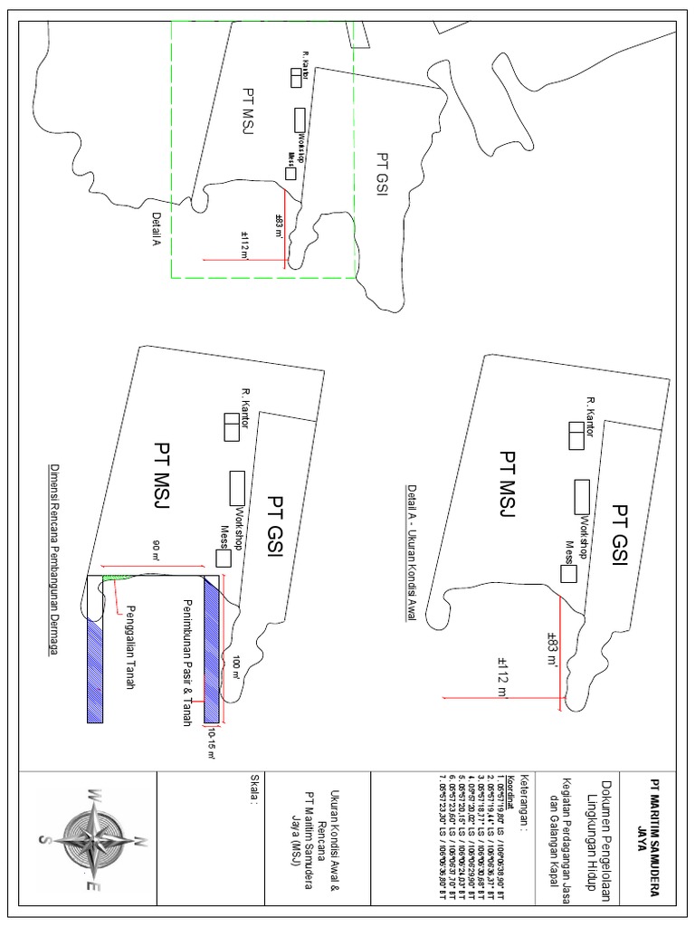 Kondisi Awal Dan Dimensi Rencana Dermaga PT MSJ | PDF