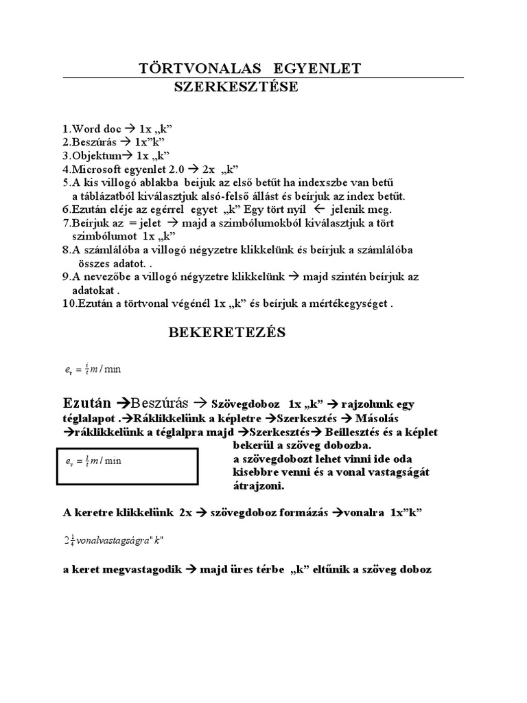 Törtvonalas Egyenlet | PDF