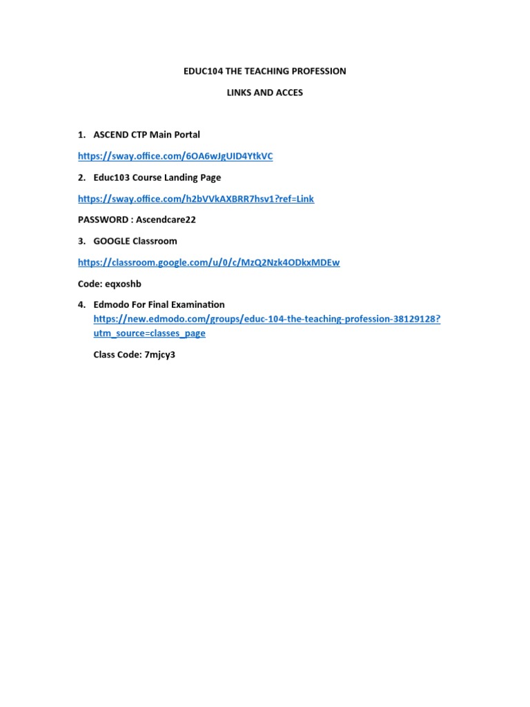 Educ104 Links and Access | PDF | Career & Growth | Computers