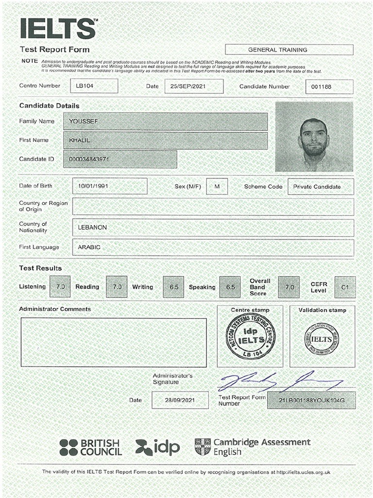 EILTS General Test Results | PDF