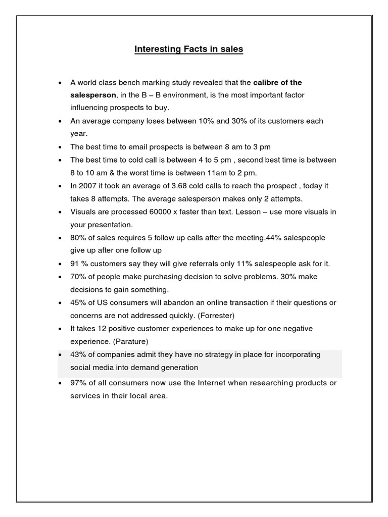 Interesting Facts in Sales | PDF | Business