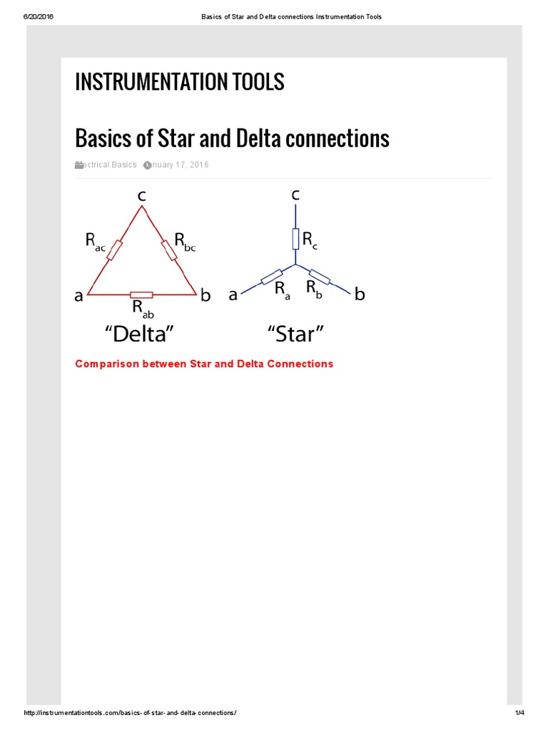 Basics of Star and Delta Connections Instrumentation Tools | PDF ...