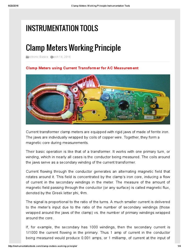 Clamp Meters Working Principle Instrumentation Tools | Download Free ...