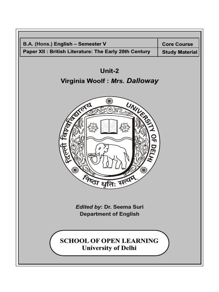 Unit-2 - Mrs. Dalloway | PDF | Mrs Dalloway | Bloomsbury Group