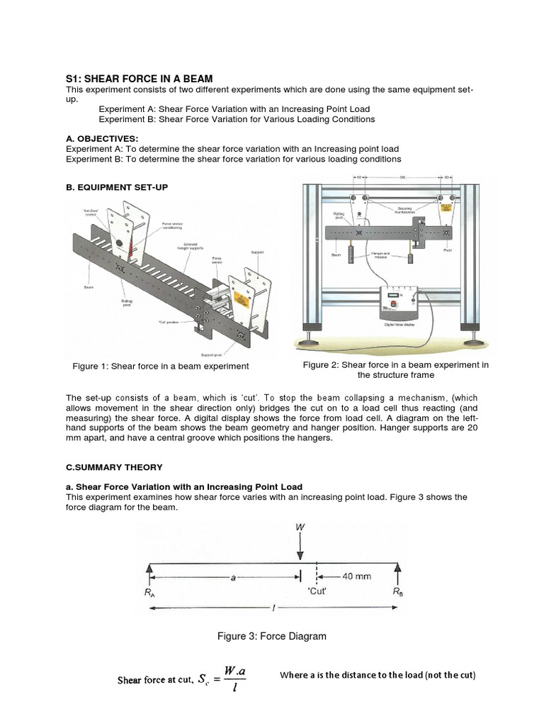 S1: Shear Force in A Beam | PDF | Force | Beam (Structure)