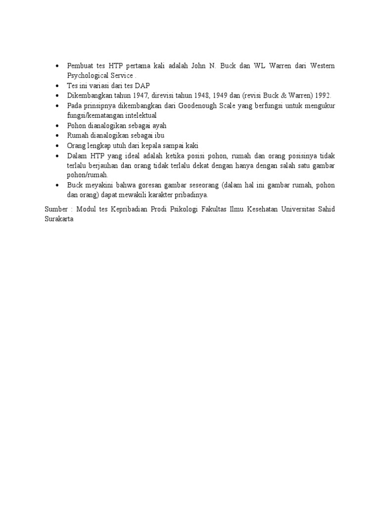Sejarah dan Analisis Tes HTP | PDF