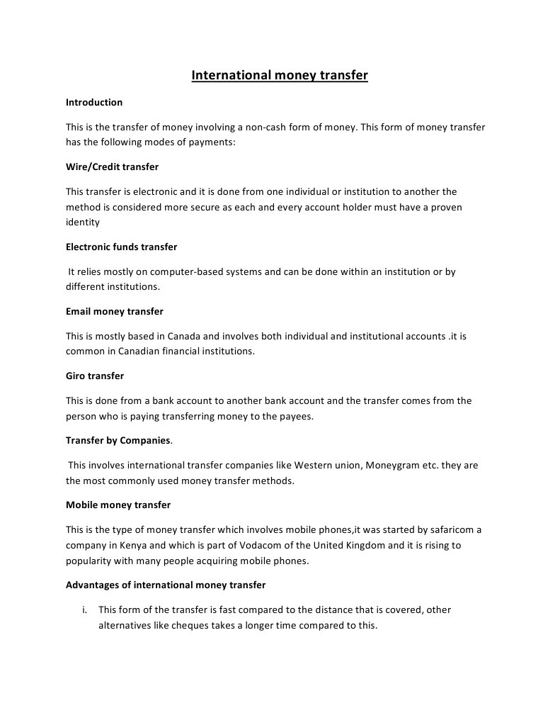 International Wire Transfer Overview | PDF | Wire Transfer | Money