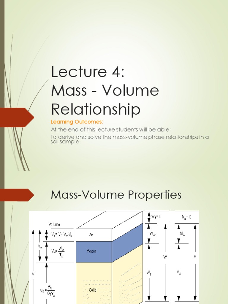 Lecture 4 Mass Volume Relationship | PDF | Volume | Metrology