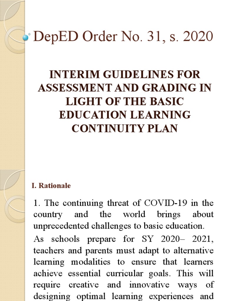DepED Order No | PDF | Educational Assessment | Learning