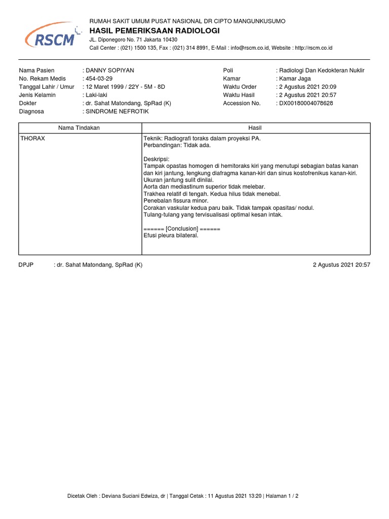 Hasil Pemeriksaan Radiologi | PDF