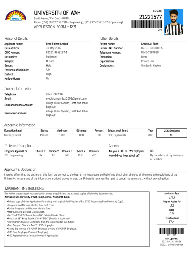 WEC Application Form - 21221577 | PDF