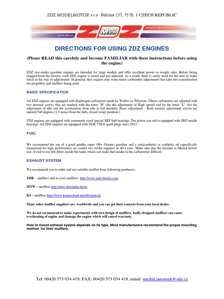 Directions for Using ZDZ Engines: A Comprehensive Guide to Proper ...
