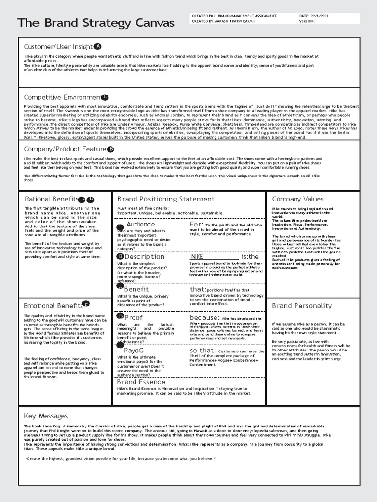 The Brand Strategy Canvas | PDF | Brand | Nike