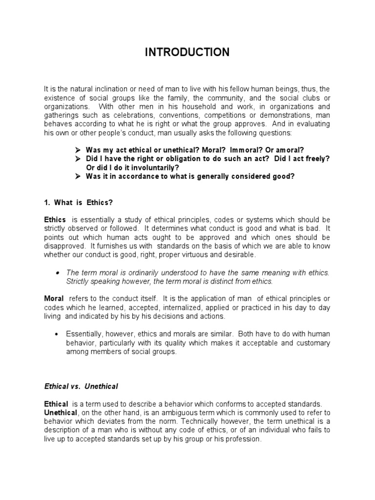 Ethics - Module 1 | PDF | Morality | Value (Ethics)