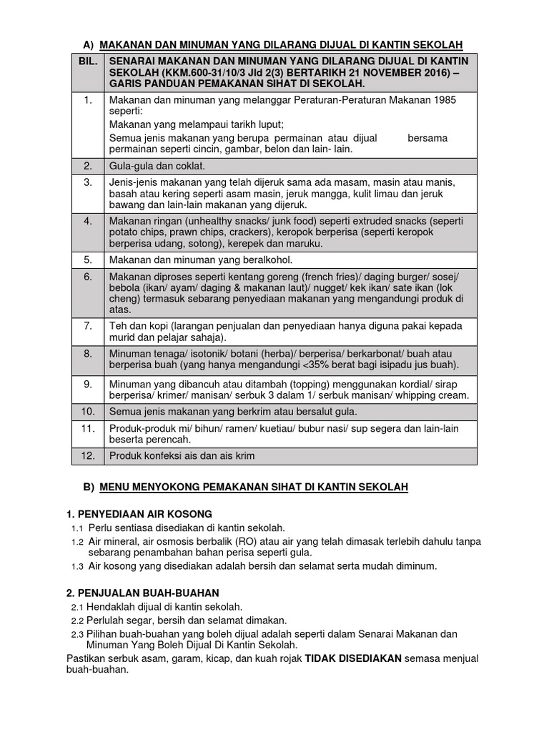 Makanan Dan Minuman Yang Dilarang Dijual Di Kantin Sekolah | PDF Makanan Dan Minuman Yang Dilarang Dijual Di Kantin Sekolah | PDF