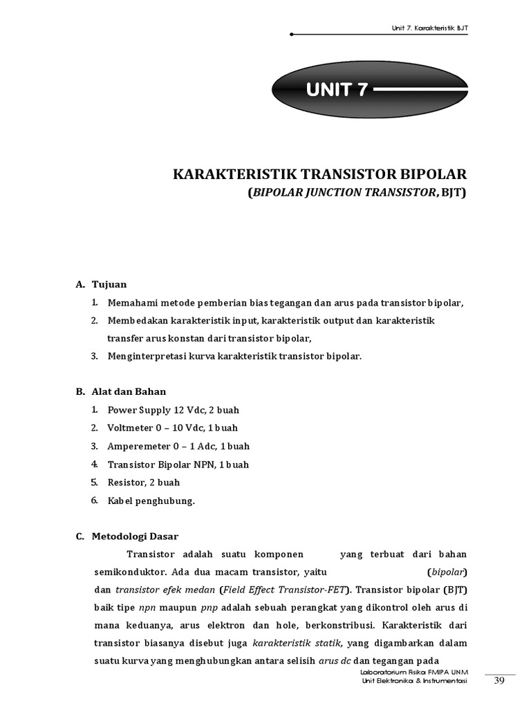 UNIT VII - Karakteristik BJT | PDF