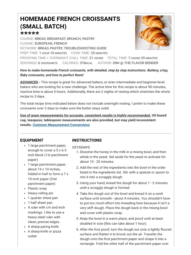 Homemade French Croissants (Small Batch) | PDF | Butter | Countertop